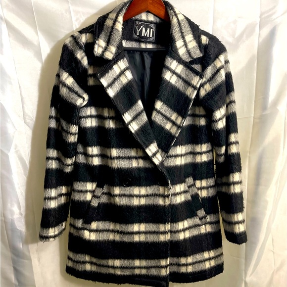 YMI | Jackets & Coats | Womens Black And White Pea Coat | Poshmark